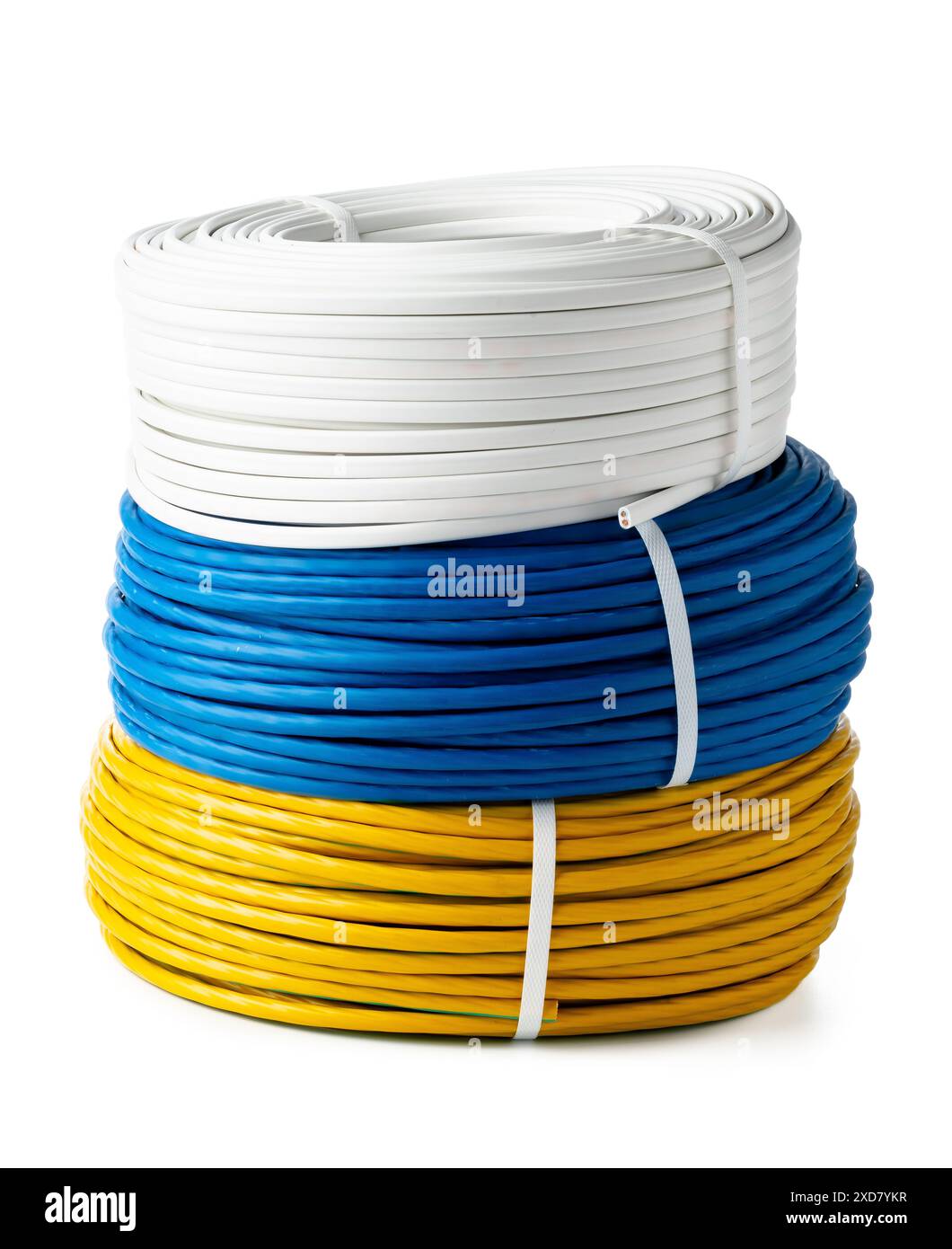 Three Spools of Electrical Wire on White Background Stock Photo - Alamy