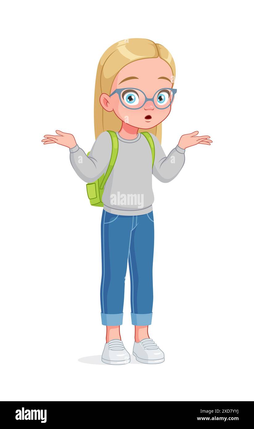 Confused Little Girl Clipart