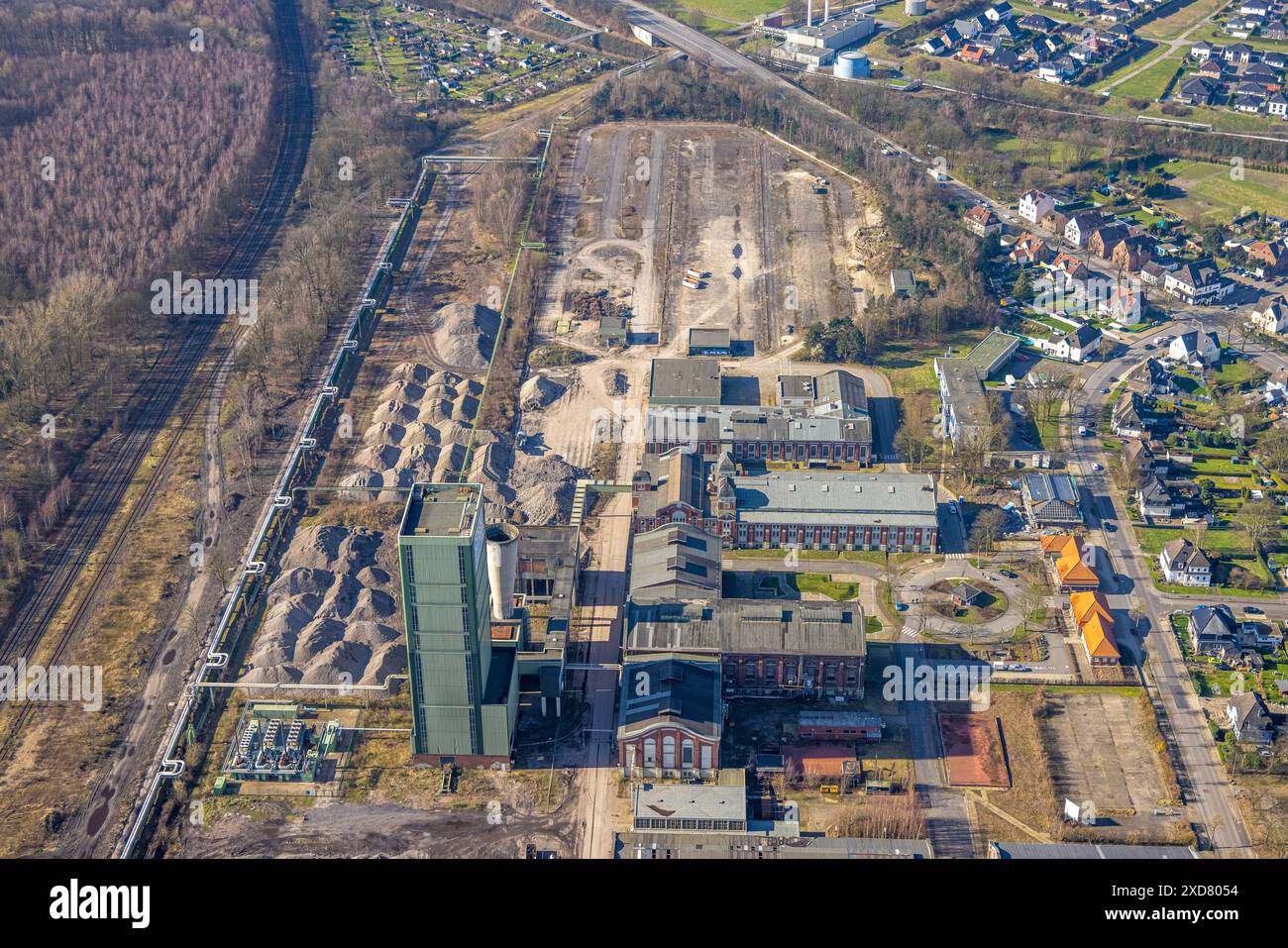 Aerial view, Former DSK Lippe mine, Egonstraße, with demolition work ...