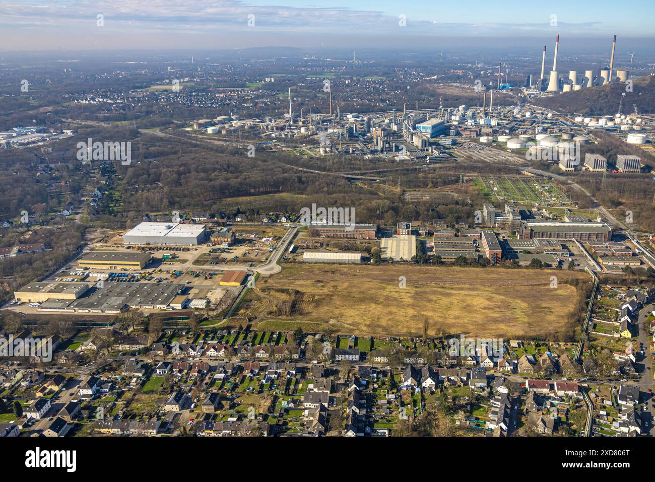 Aerial view, Uniper site and fallow land Bergmannsglückstraße, in front ...