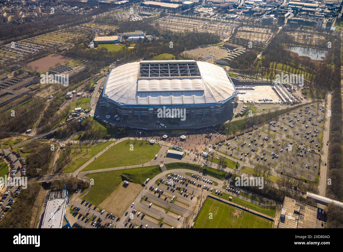 Aerial view, Veltins-Arena Bundesliga stadium of FC Schalke 04 with ...