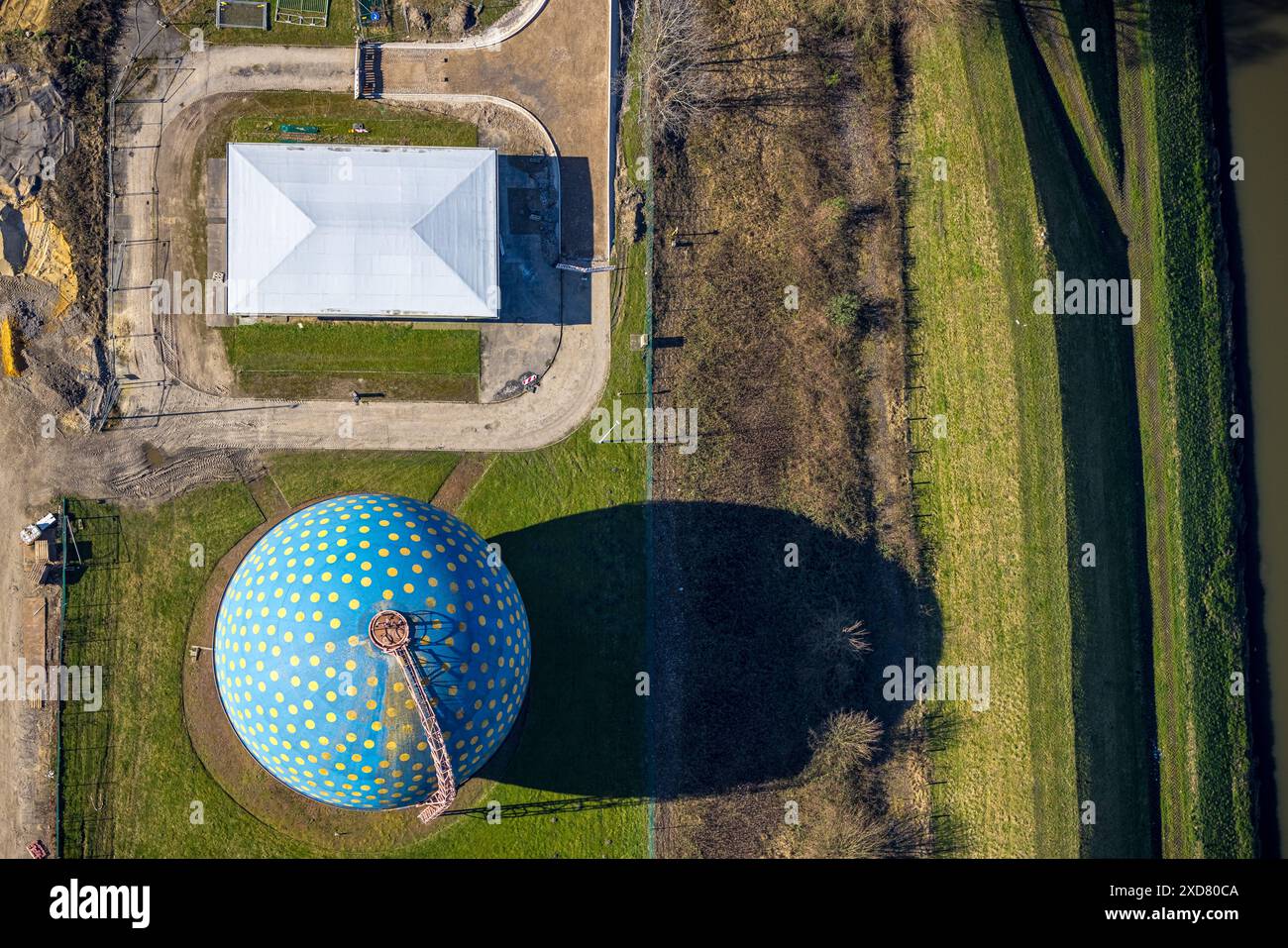Aerial view, The Ball Spherical Gas Tank, design by the Gelsenkirchen ...