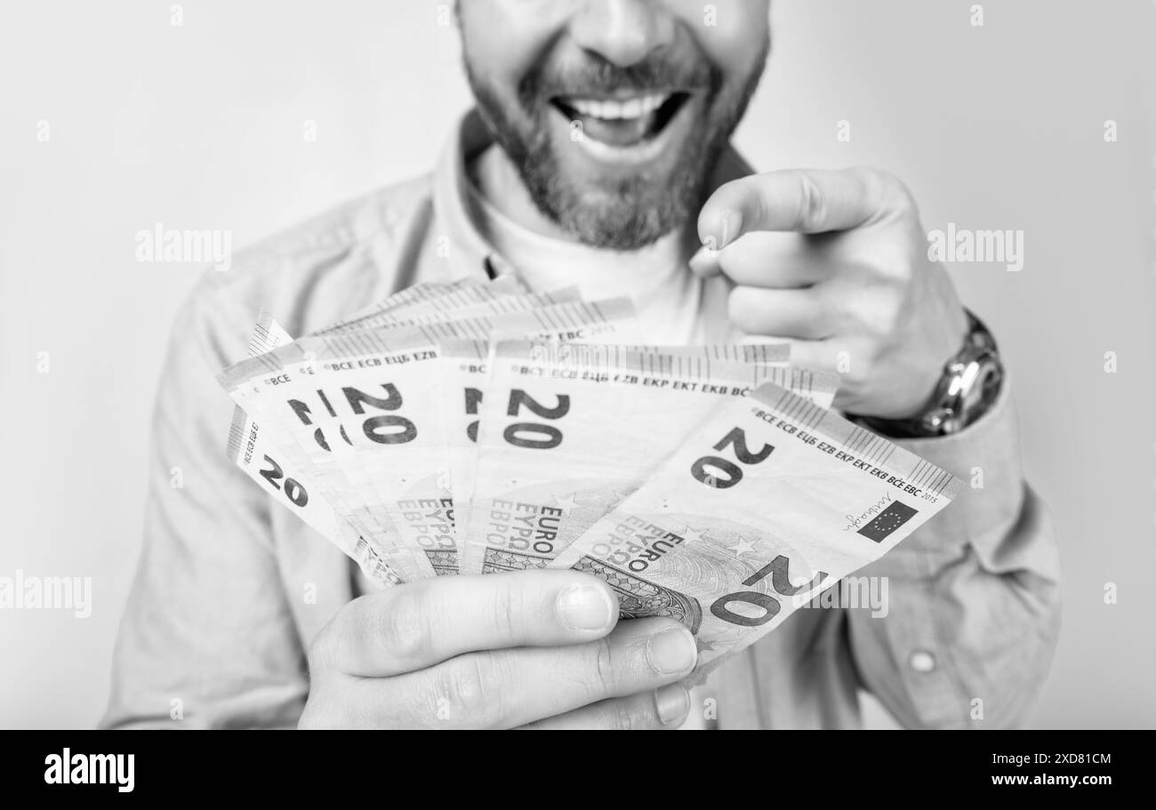 Man pointing finger money isolated Black and White Stock Photos ...