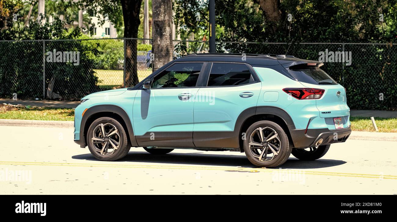 Miami Beach, Florida USA - April 15, 2021: light blue chevrolet ...