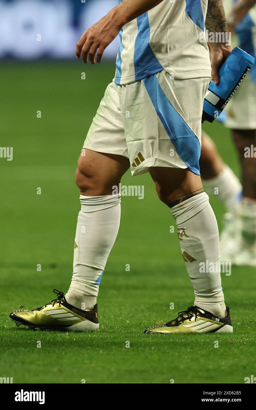 Detail of the legs of Argentina's forward Lionel Messi during the Copa ...