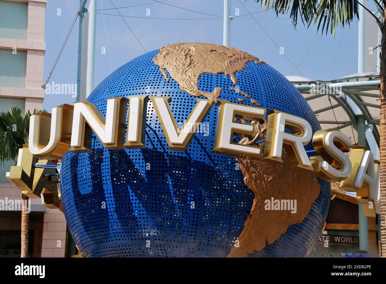Partial view of the entrance of Universal Studios Singapore, Sentosa ...