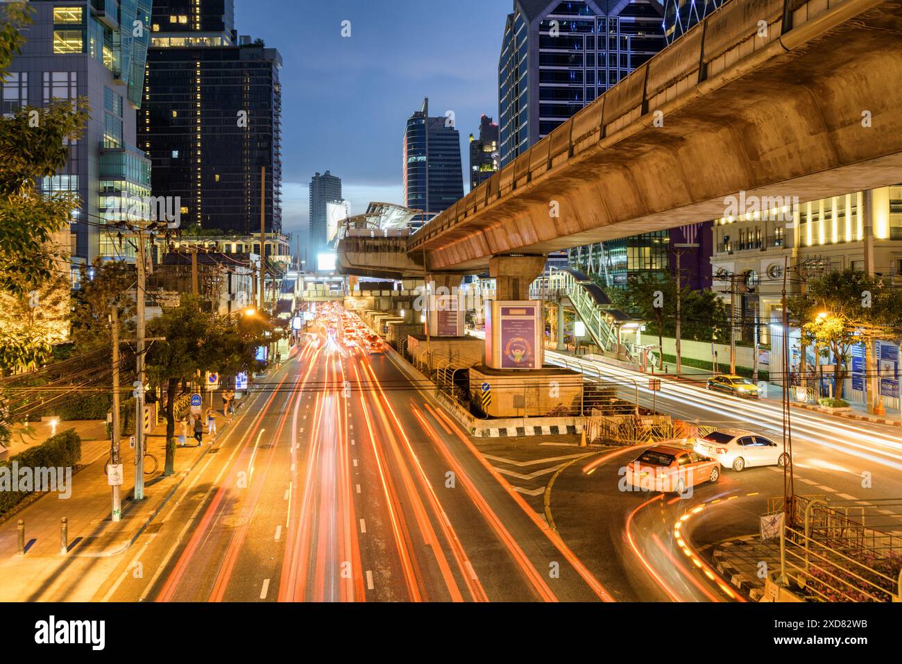 Bangkok, Thailand - 14 October, 2018: Amazing evening view of Sathon ...