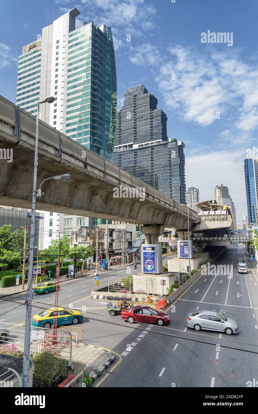 Bangkok, Thailand - 14 October, 2018: Scenic view of Sathon Road and ...
