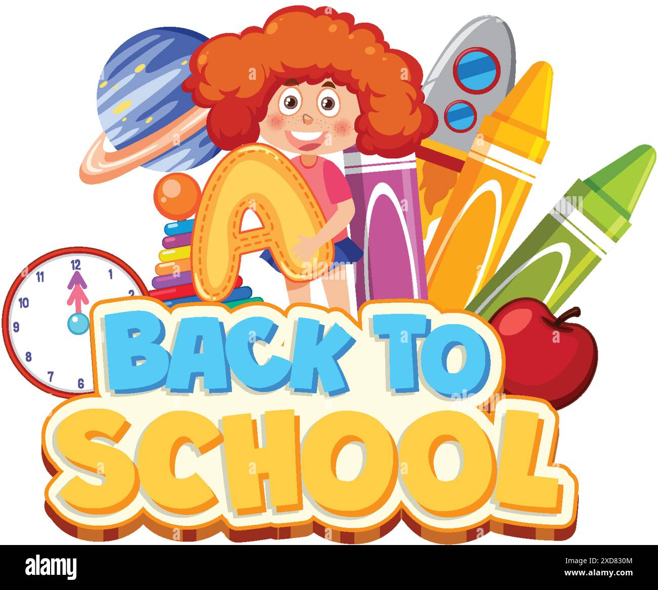 Colorful back-to-school themed vector illustration Stock Vector Image ...