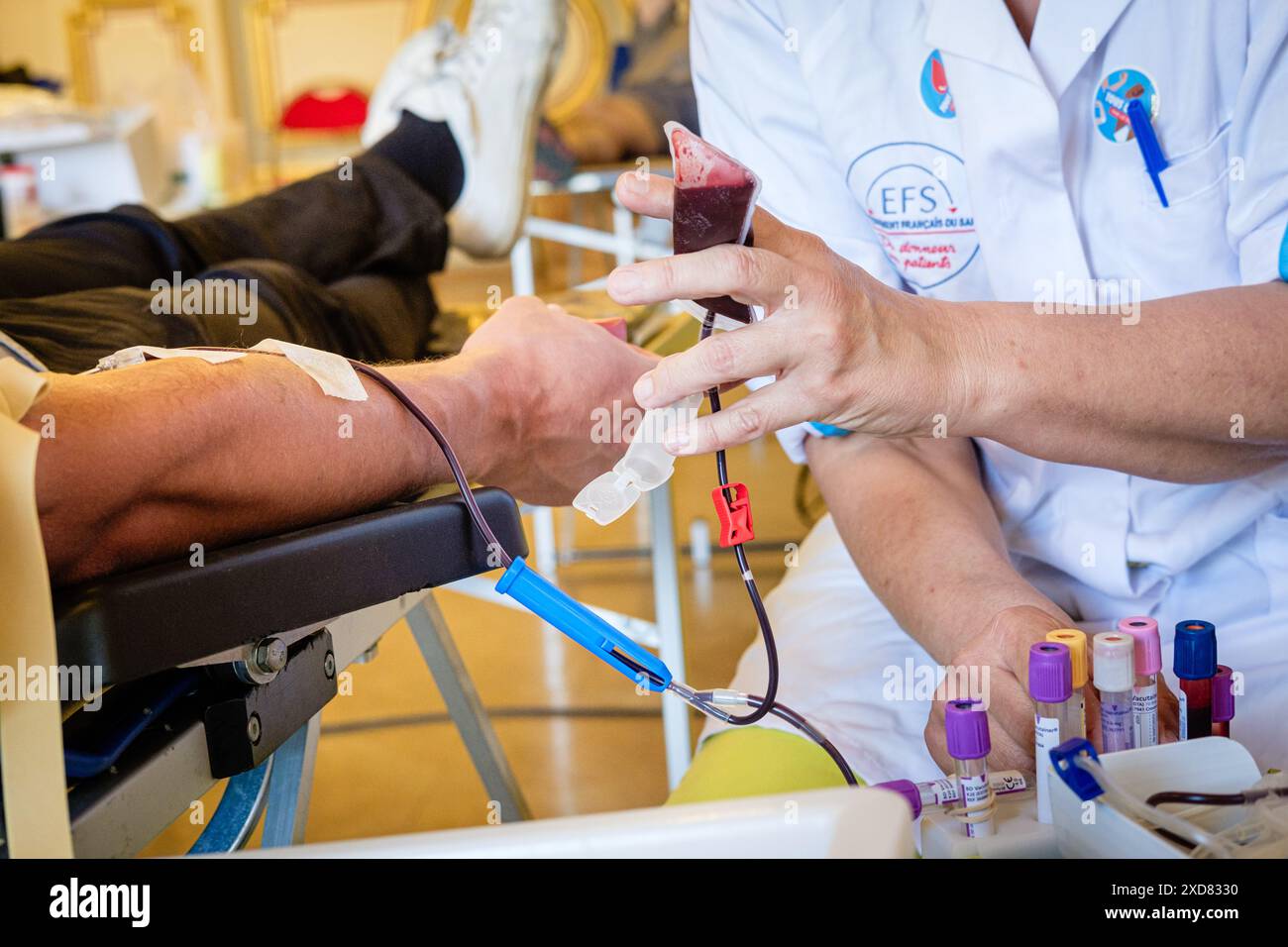 Blood drive organised by the Établissement Français du Sang (EFS) in ...