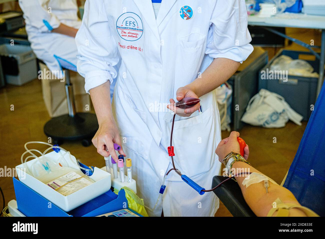 Blood drive organised by the Établissement Français du Sang (EFS) in ...