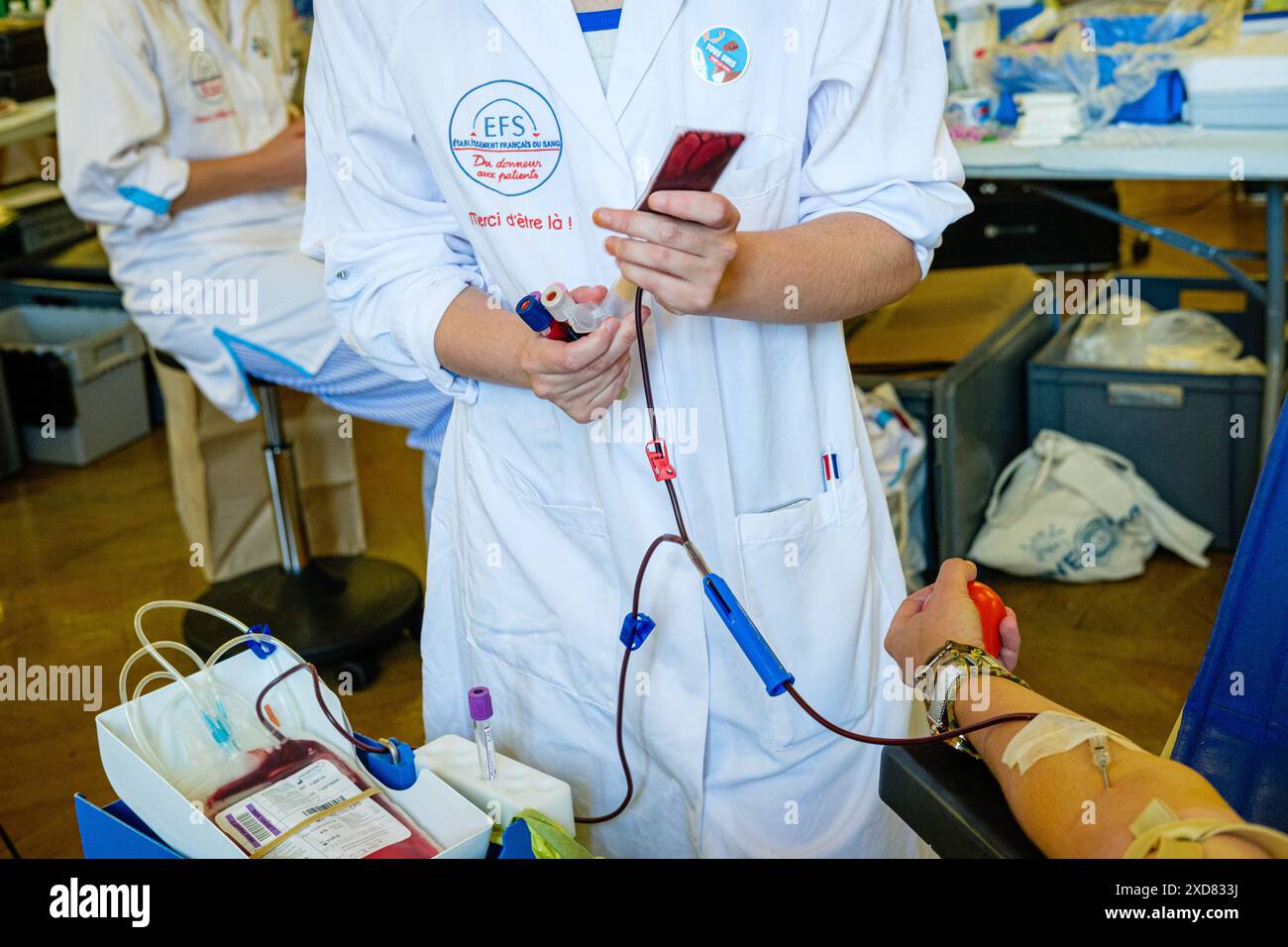 Blood drive organised by the Établissement Français du Sang (EFS) in ...