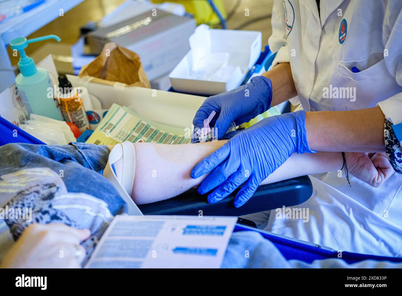 Blood drive organised by the Établissement Français du Sang (EFS) in ...