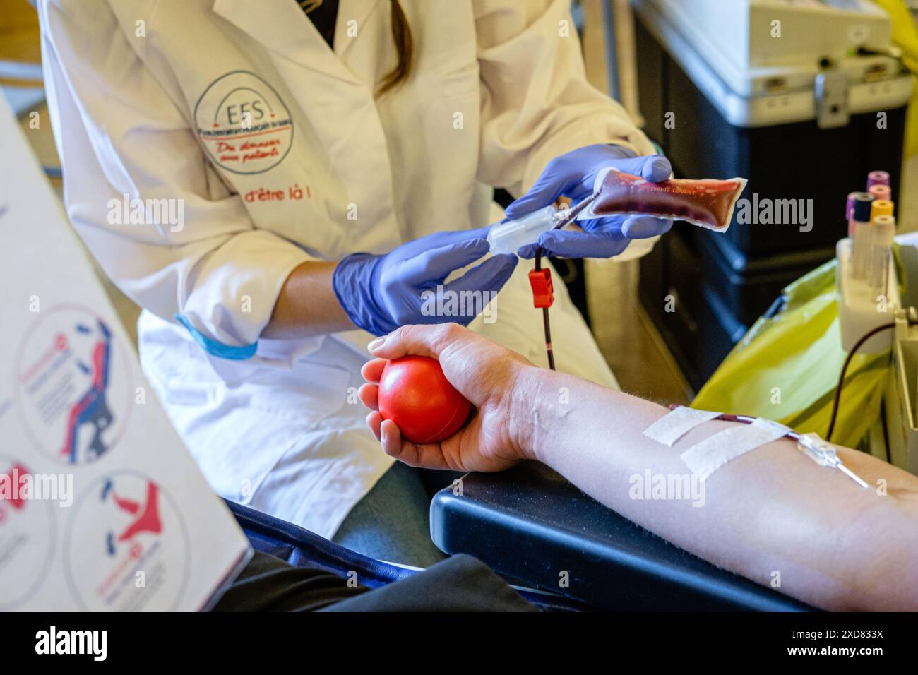 Blood drive organised by the Établissement Français du Sang (EFS) in ...