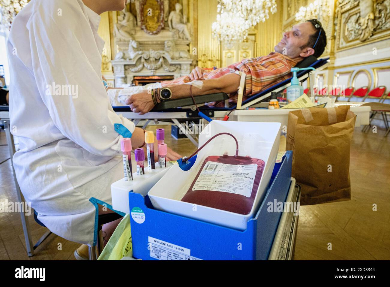 Blood drive organised by the Établissement Français du Sang (EFS) in ...
