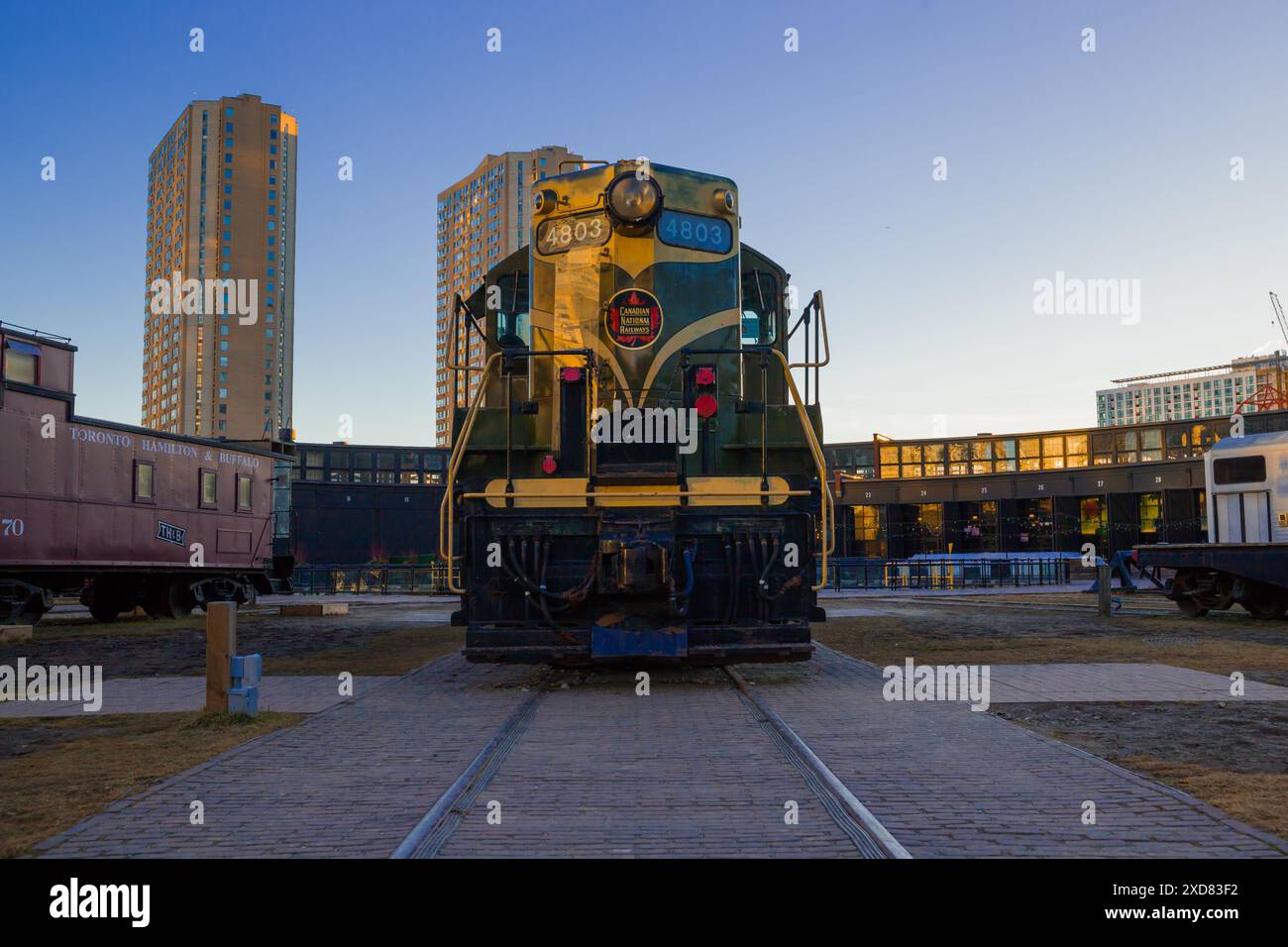 Old train collection at Toronto Railway Museum in Roundhouse Park in ...