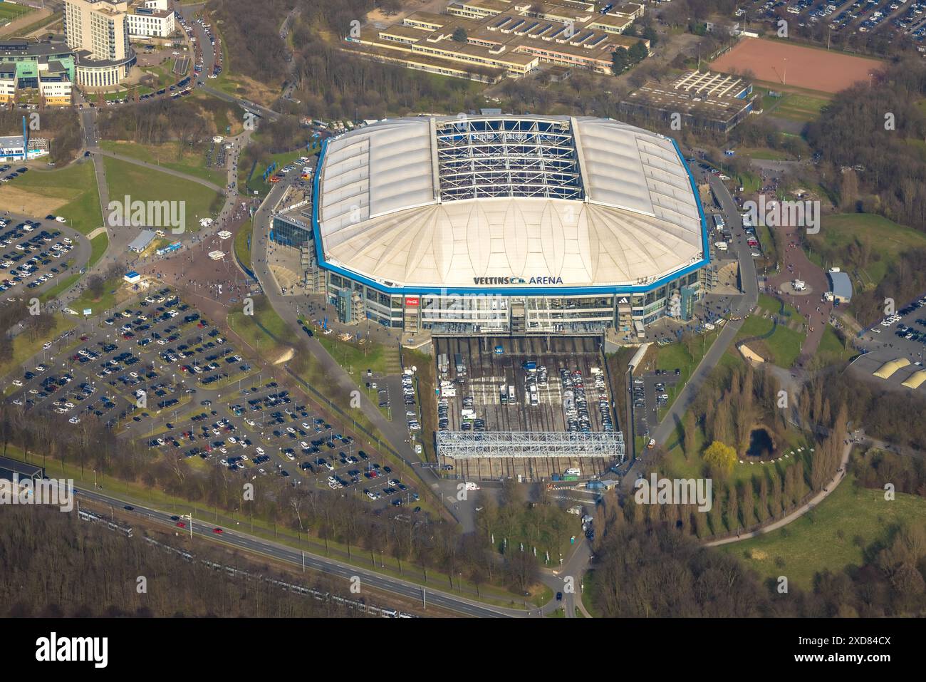 Aerial view, Veltins-Arena Bundesliga stadium of FC Schalke 04 with ...