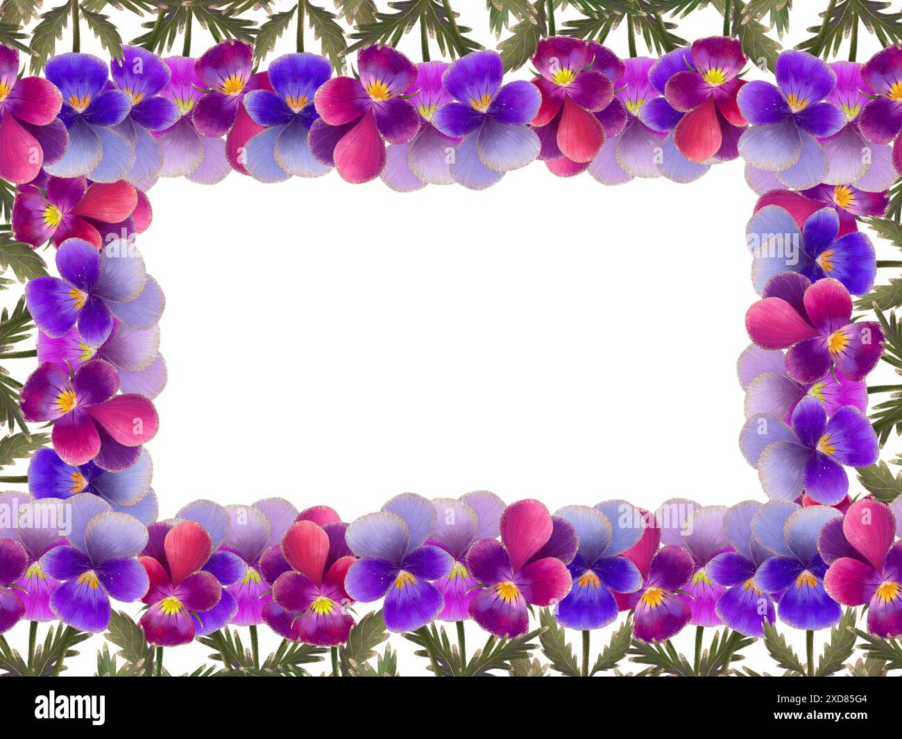Elegant floral frame with violet and pink flowers, perfect for ...