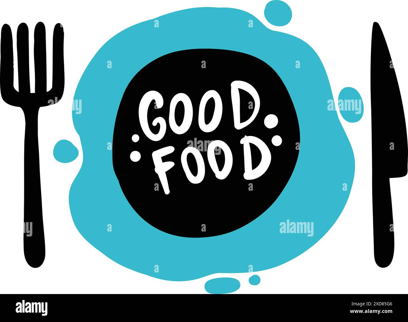 Cooking food lettering Good Food. Kitchen badge logo, baking food ...