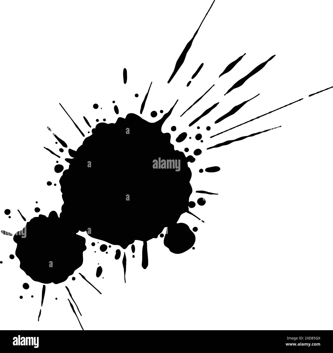 Grunge ink splatter. Splash of paint, spray drop staining and frame ...