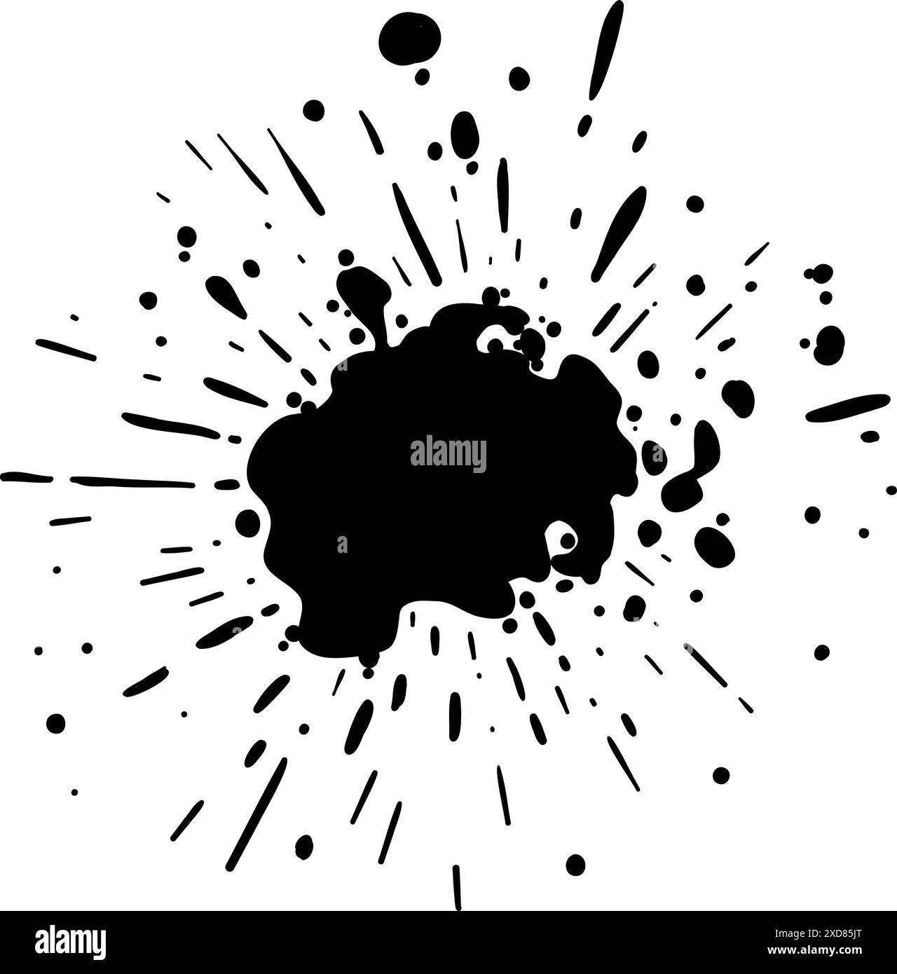 Grunge ink splatter. Splash of paint, spray drop staining and frame ...