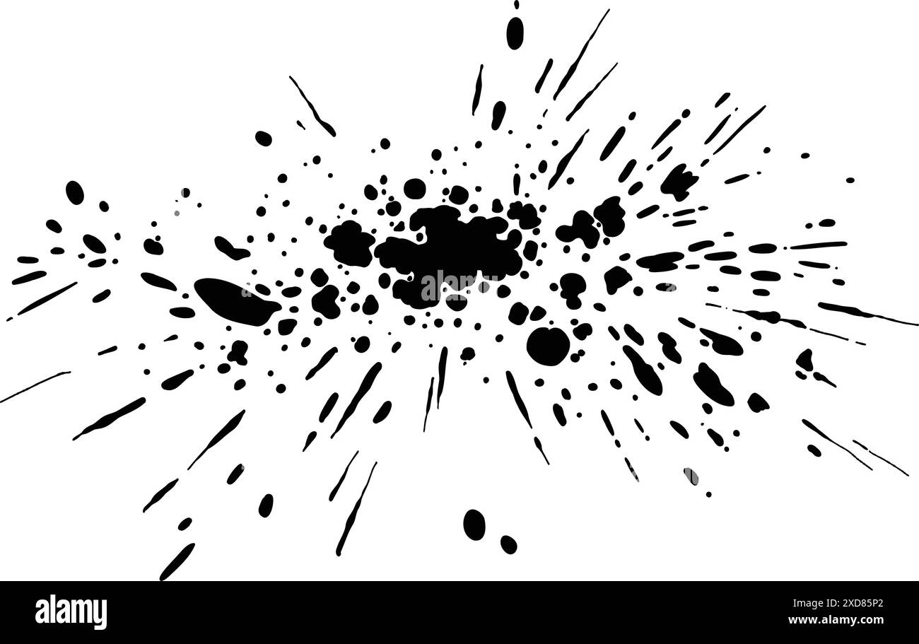 Grunge ink splatter. Splash of paint, spray drop staining and frame ...