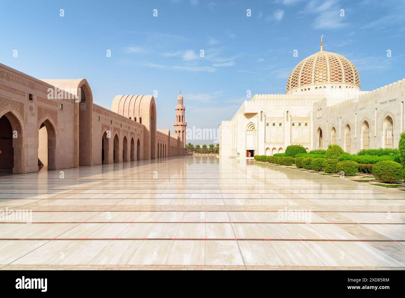 Wonderful view of the Sultan Qaboos Grand Mosque from courtyard in ...