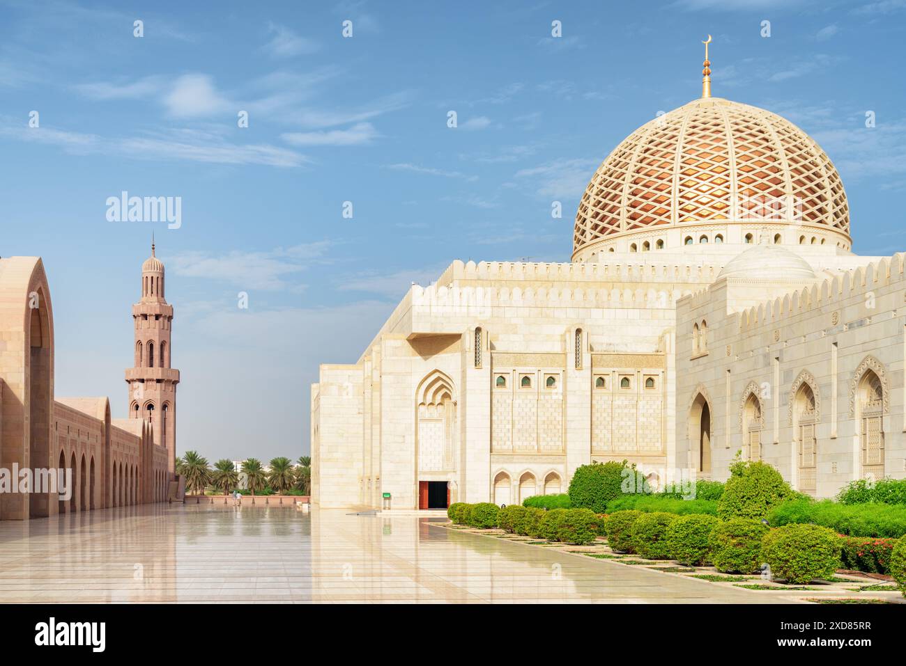 Wonderful view of the Sultan Qaboos Grand Mosque from courtyard in ...
