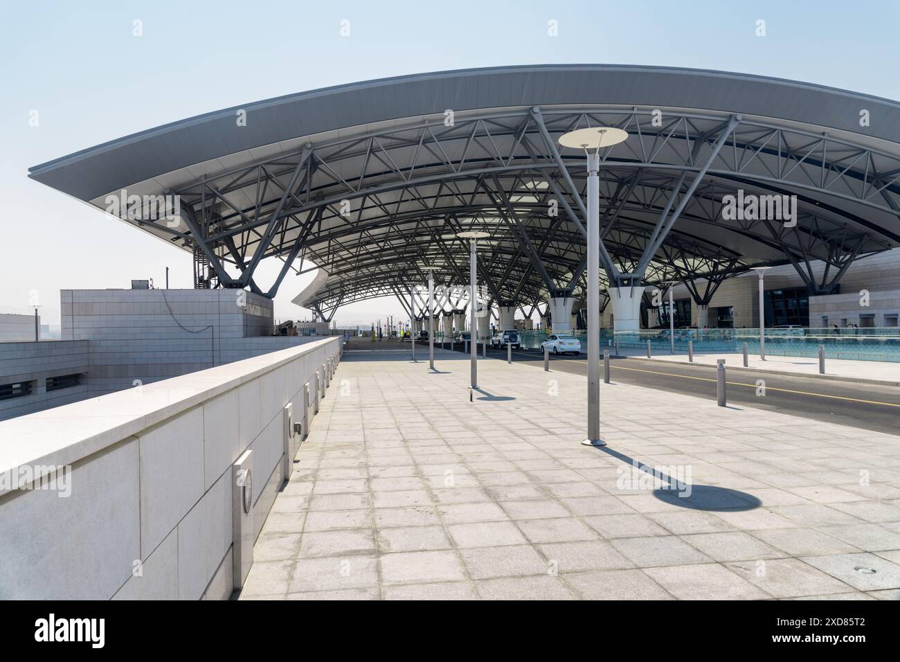 View of Muscat International Airport in Oman on blue sky background ...