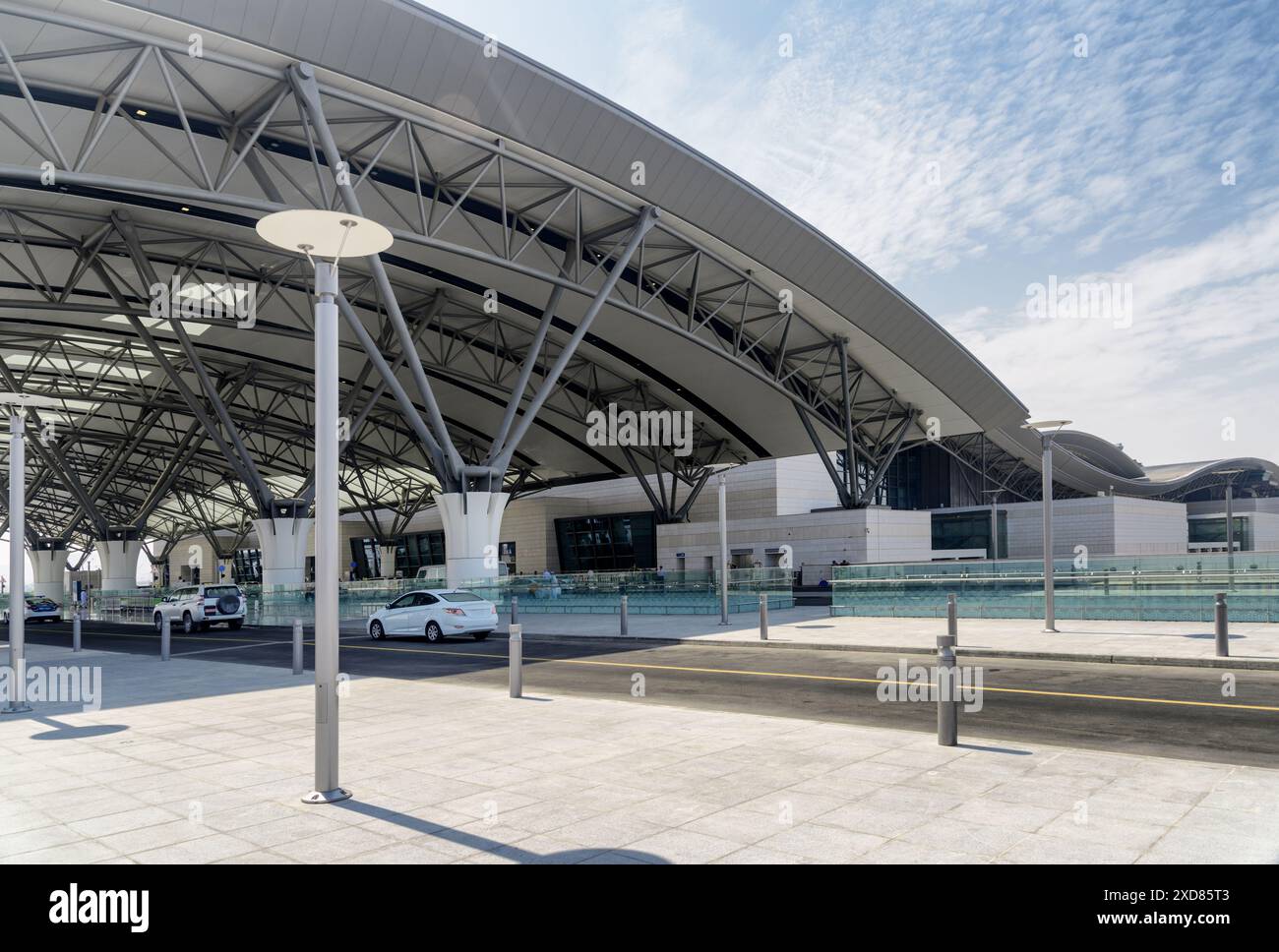 View of Muscat International Airport in Oman on blue sky background ...