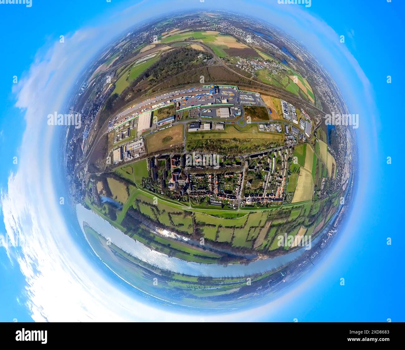 Aerial view, logport III, intermodal terminal, Hohenbudberg railroad ...
