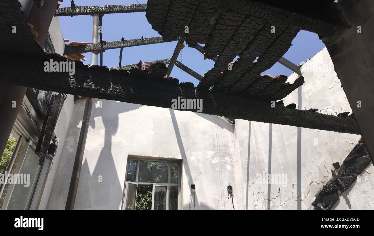 HANITA, ISRAEL - JUNE 19: A house that was damaged by a Hezbollah anti ...