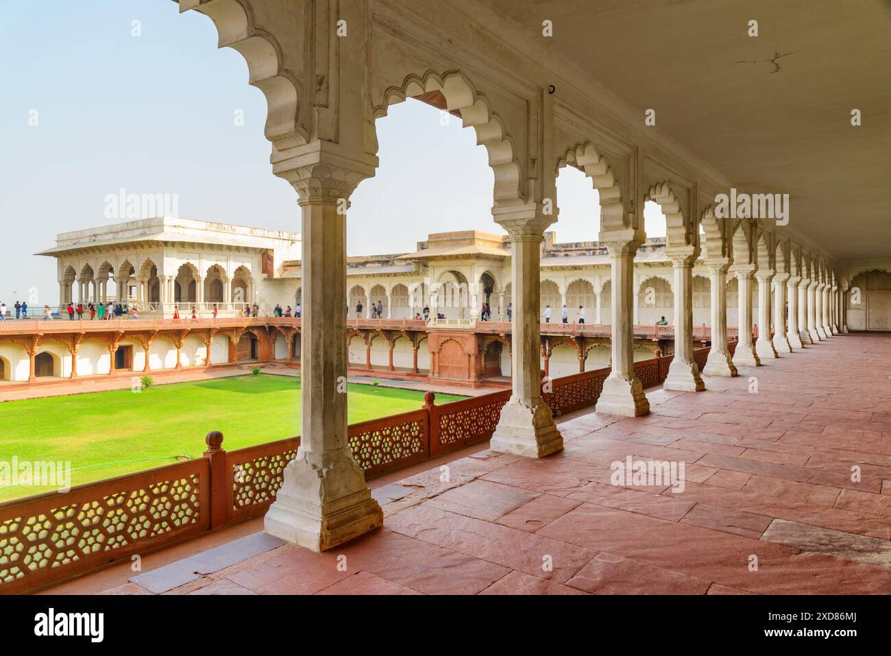 Wonderful view of long passageway of the Agra Fort, India. Scenic ...