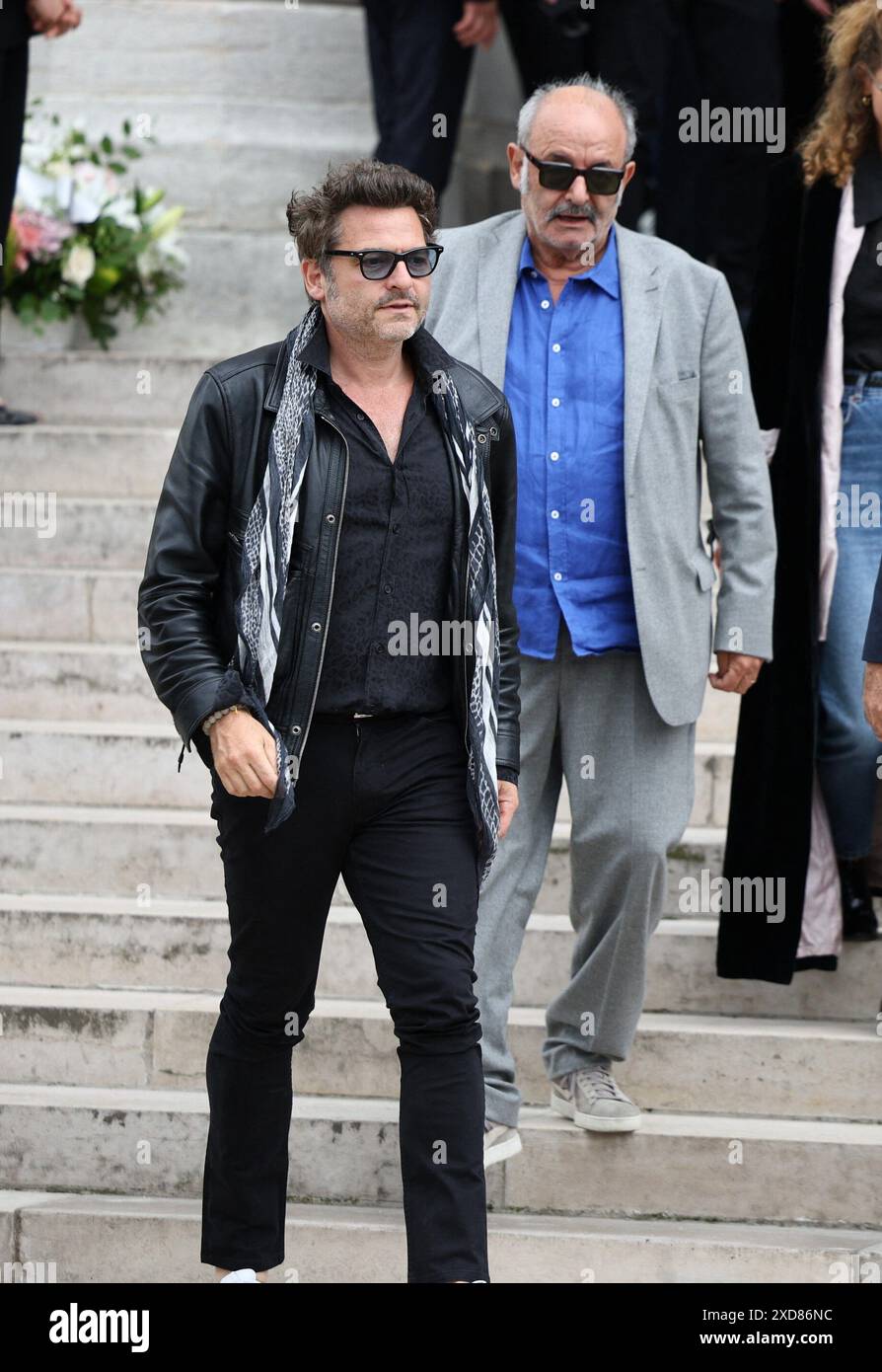 Matthieu Chedid and Louis Chedid leaving the funeral ceremony for ...