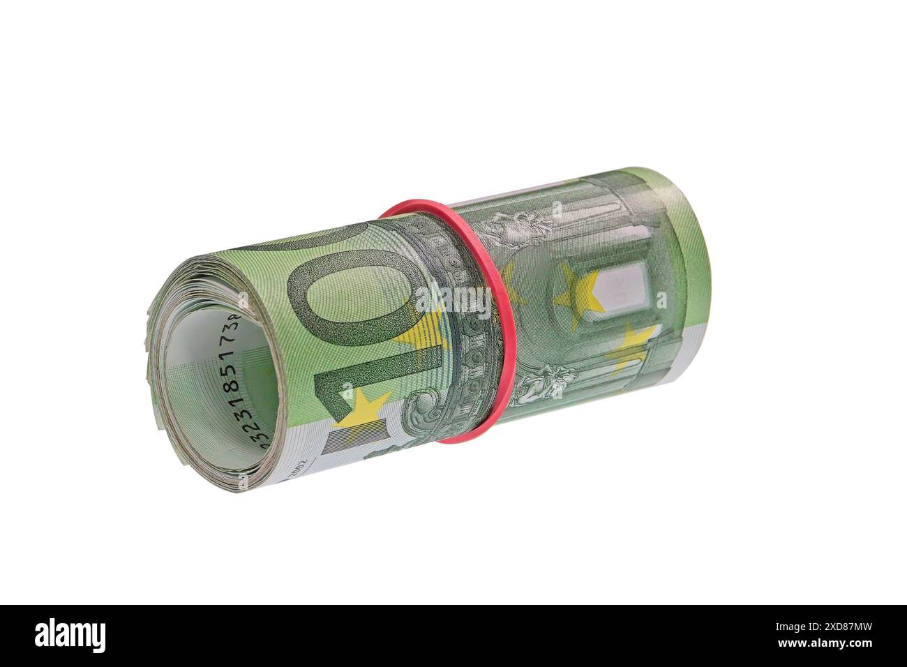 Closeup of hundred euro rolled up isolated on white background Stock ...