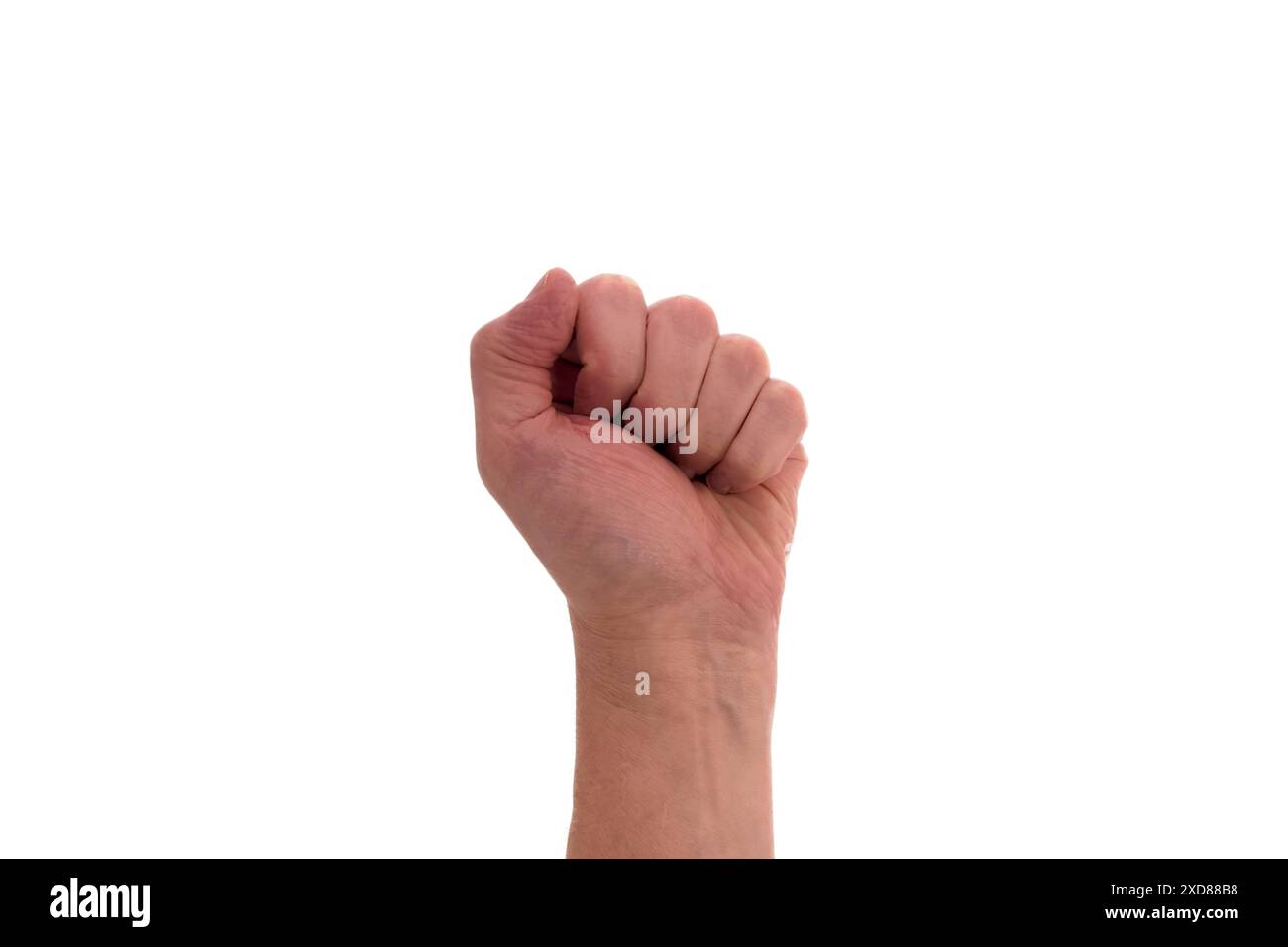 Hand signs. Male fist isolated on white background Stock Photo - Alamy