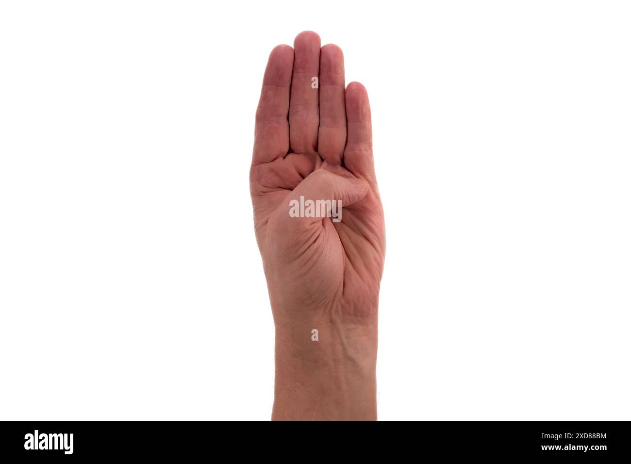 Hand signs. Four. Male hand with four fingers directed upward isolated ...