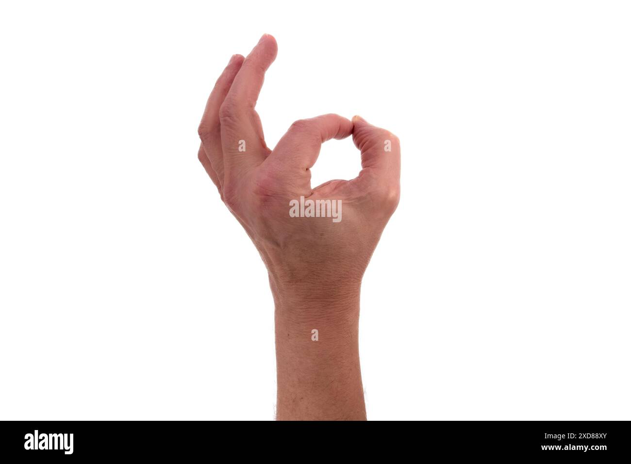 Hand signs. Male hand gesture showing ok isolated on white background ...