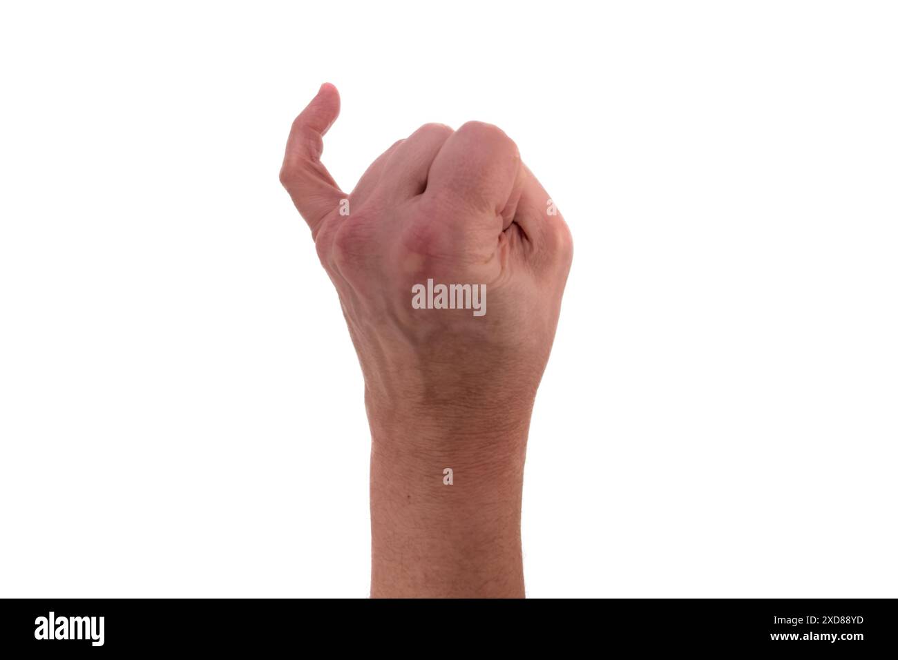 Hand signs. Male hand gesture with pinky finger isolated on white ...