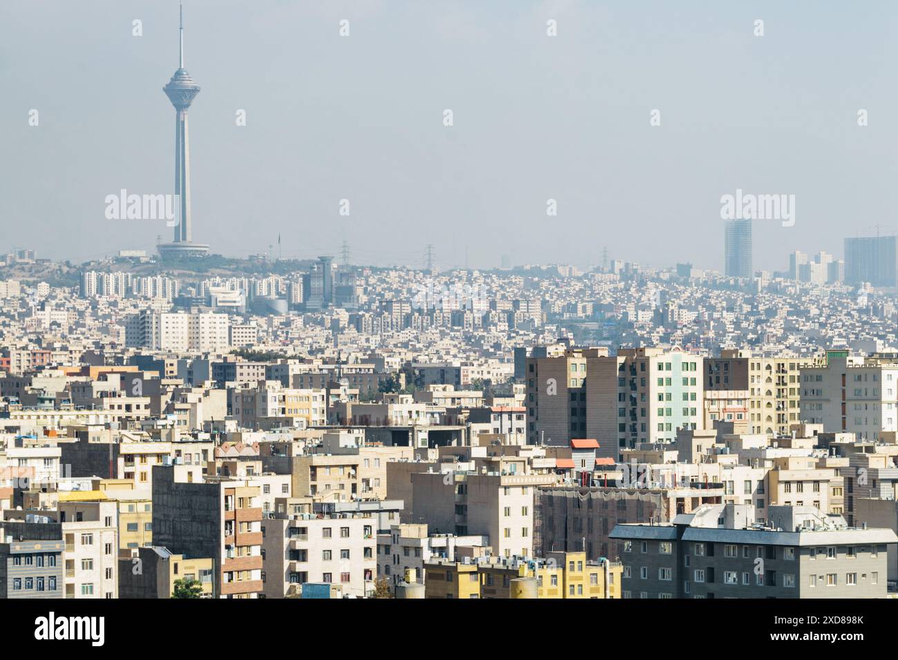 Beautiful Tehran skyline, Iran. View of residential buildings. Milad ...