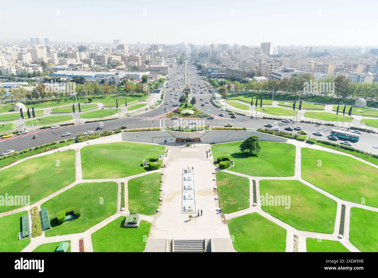 Scenic aerial view of Azadi Avenue and Azadi Square in Tehran, Iran ...