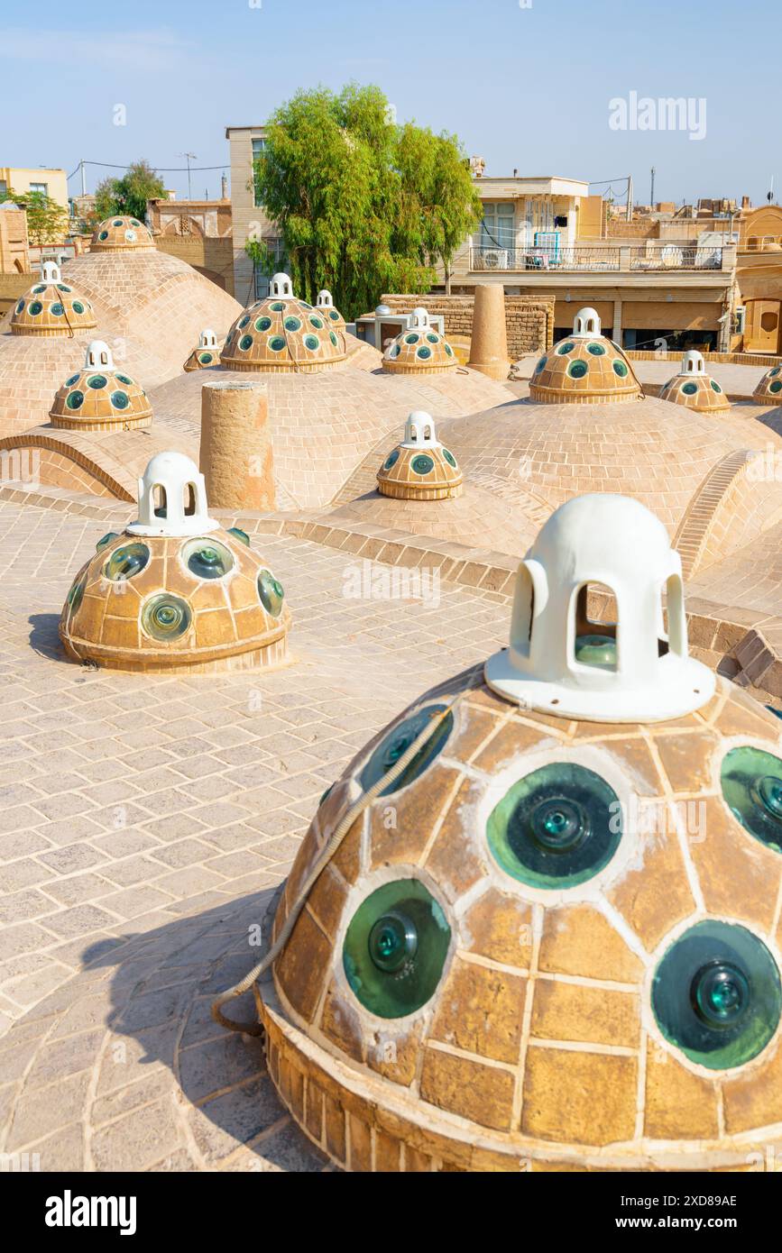 Beautiful domes with convex glasses on scenic roof of Sultan Amir Ahmad ...
