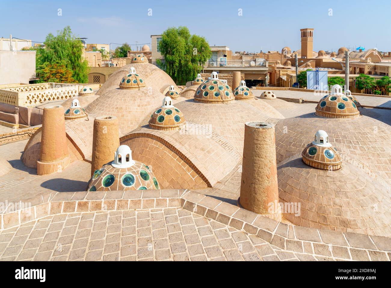 Beautiful domes with convex glasses on scenic roof of Sultan Amir Ahmad ...