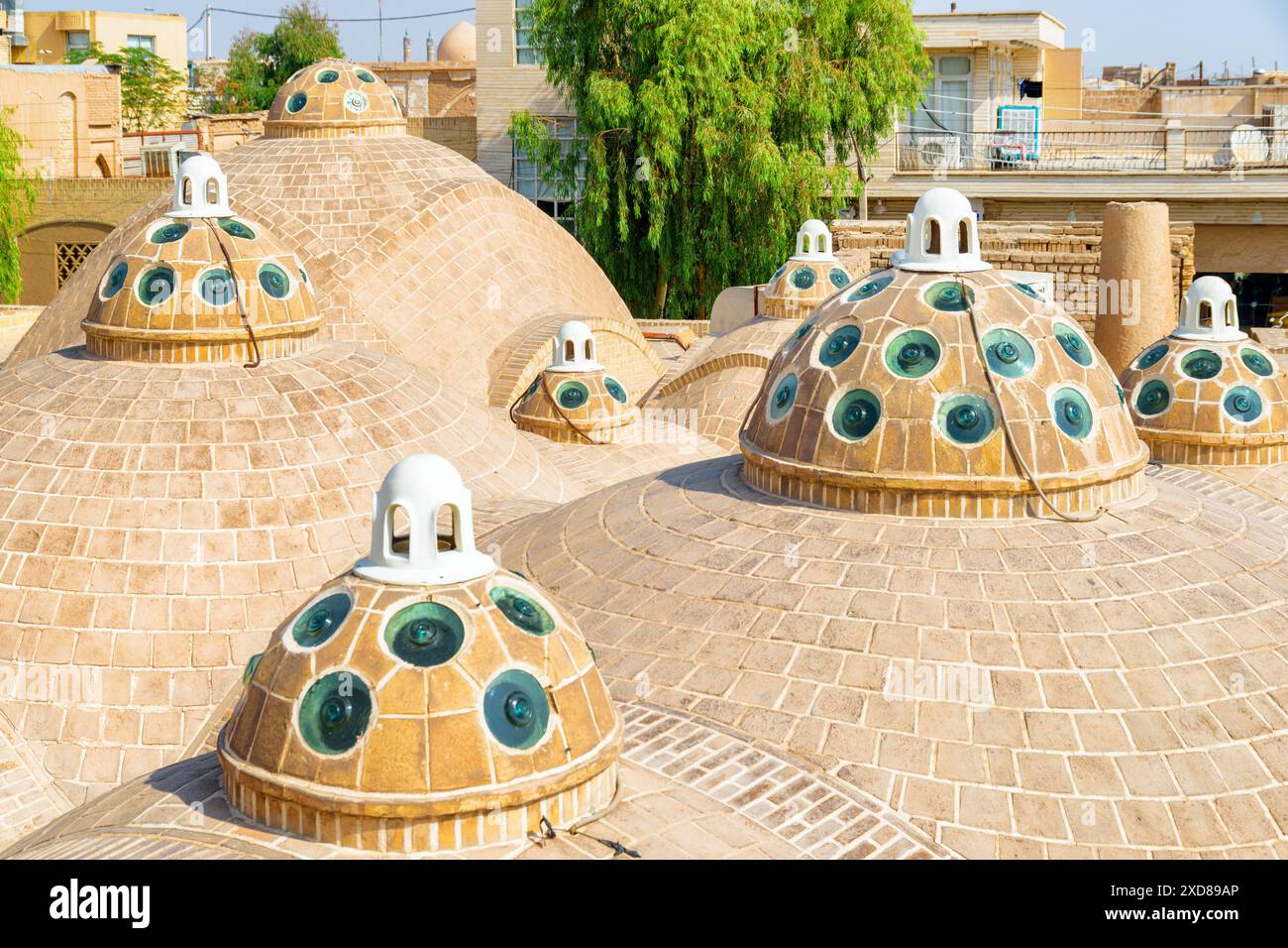 Beautiful domes with convex glasses on scenic roof of Sultan Amir Ahmad ...