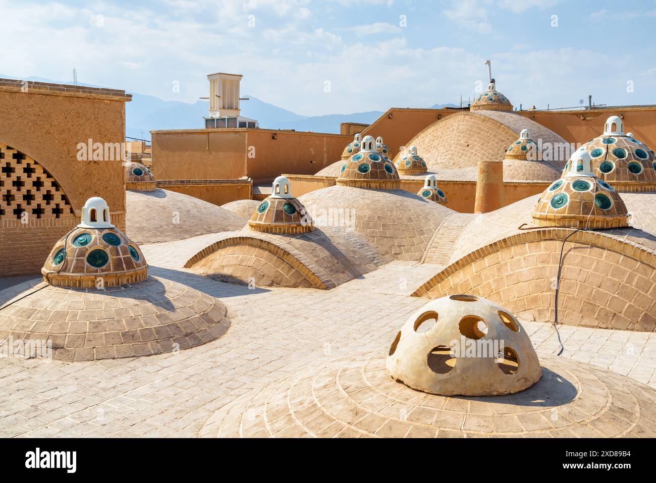 Beautiful domes with convex glasses on scenic roof of Sultan Amir Ahmad ...
