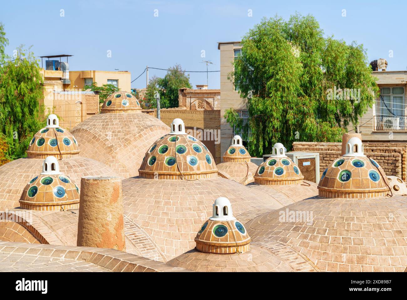 Beautiful domes with convex glasses on scenic roof of Sultan Amir Ahmad ...