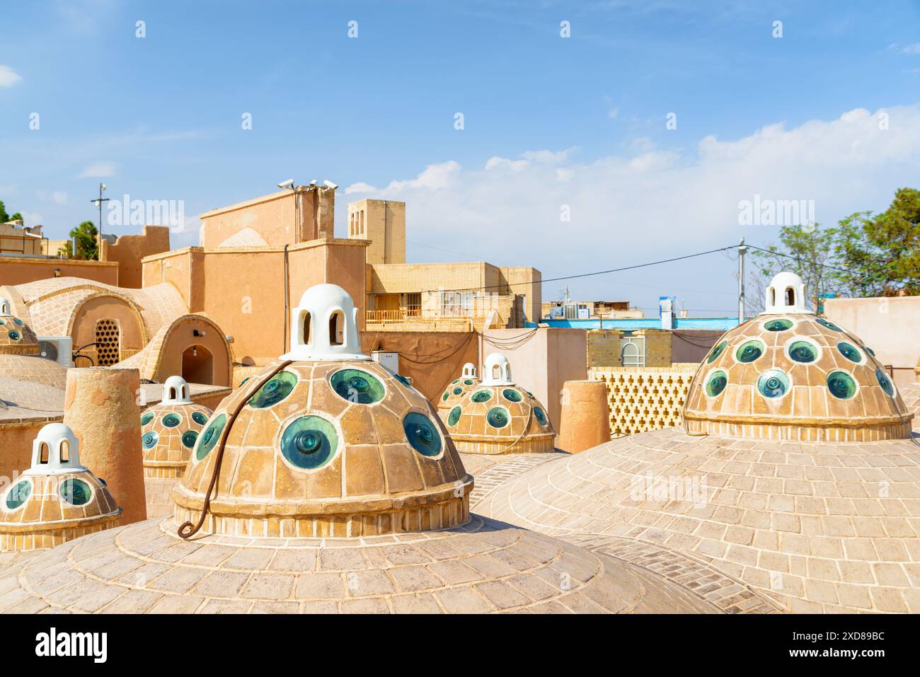 Beautiful domes with convex glasses on scenic roof of Sultan Amir Ahmad ...