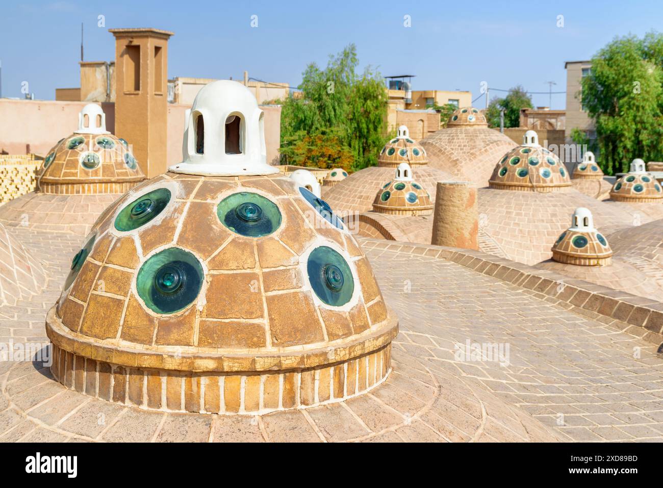 Beautiful domes with convex glasses on scenic roof of Sultan Amir Ahmad ...