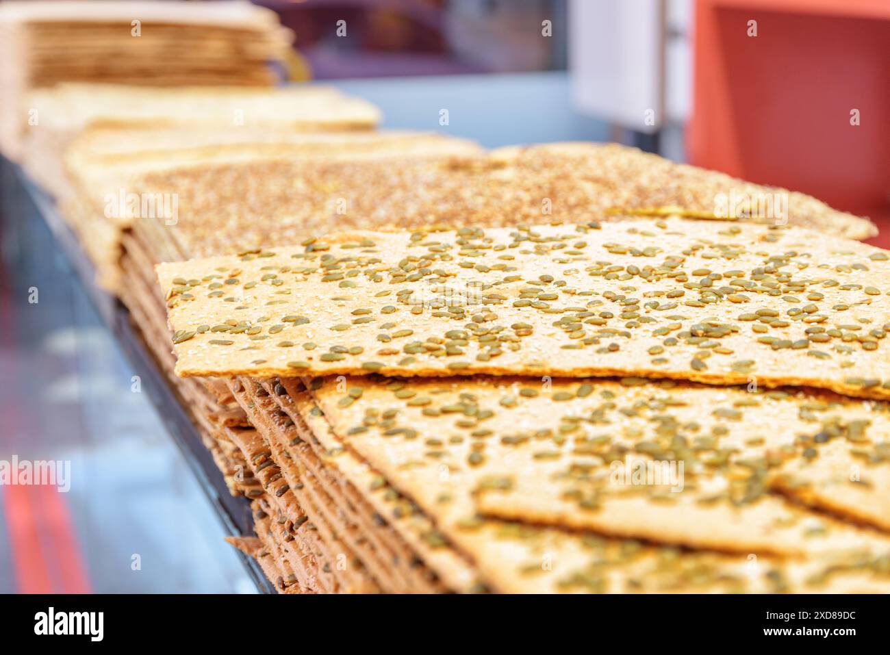 Unusual closeup view of traditional Iranian Sangak Bread topped with ...