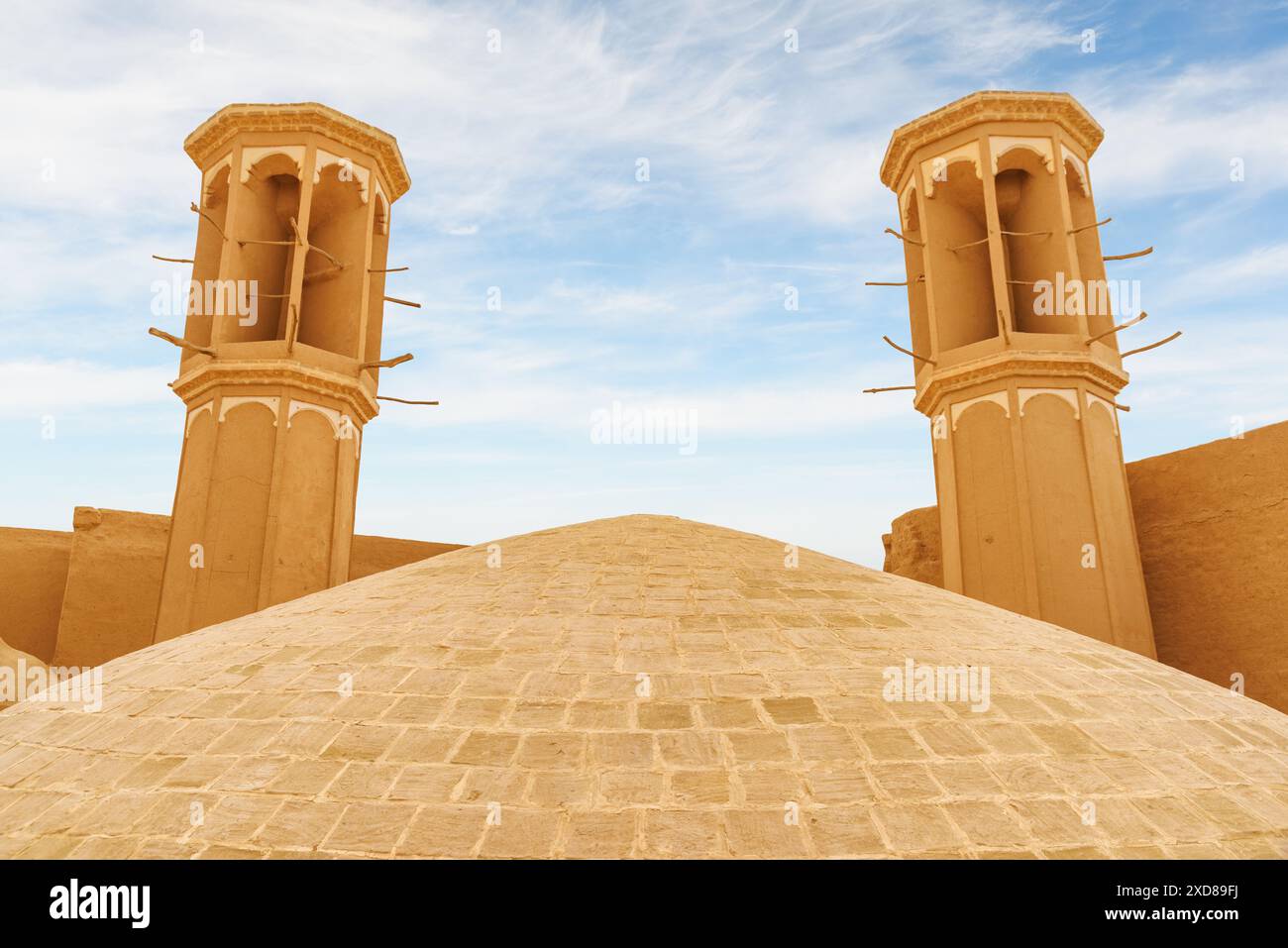 Wonderful view of traditional Iranian windcatcher towers in the ...